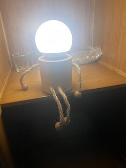 Whimsical Wooden Man Lamp: Rechargeable Night Light – More Angle