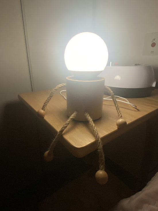 Whimsical Wooden Man Lamp: Rechargeable Night Light – MoreAngle