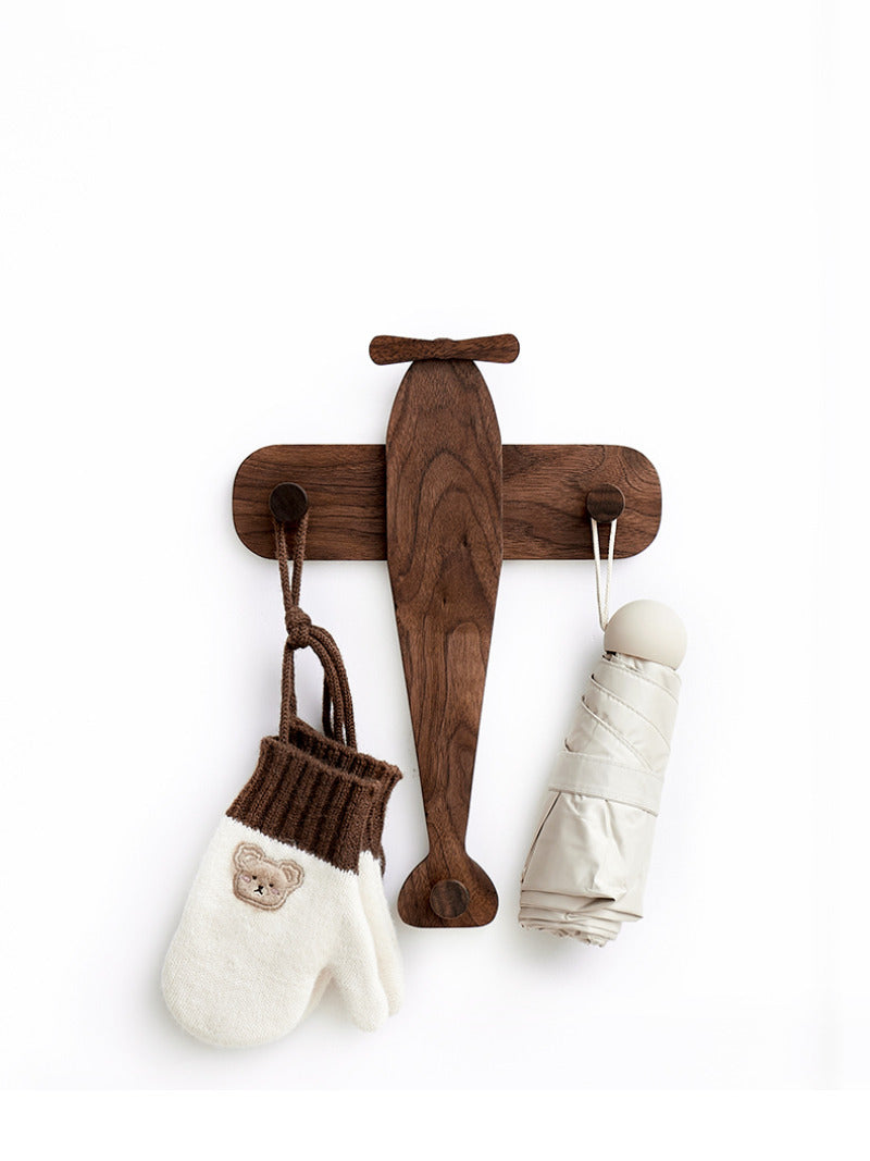 Wooden Airplane Shape Wall Hook, Room Decoration Gift Idea – More Angle