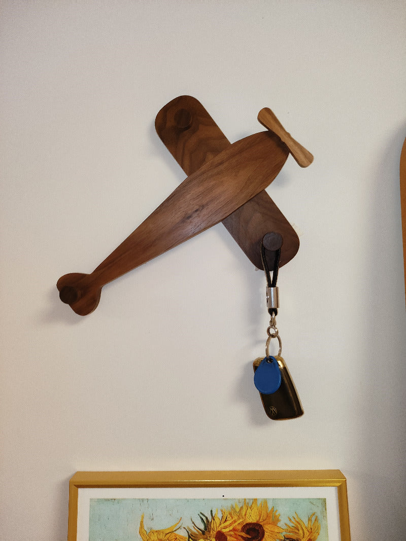 Wooden Airplane Shape Wall Hook, Room Decoration Gift Idea – More Angle