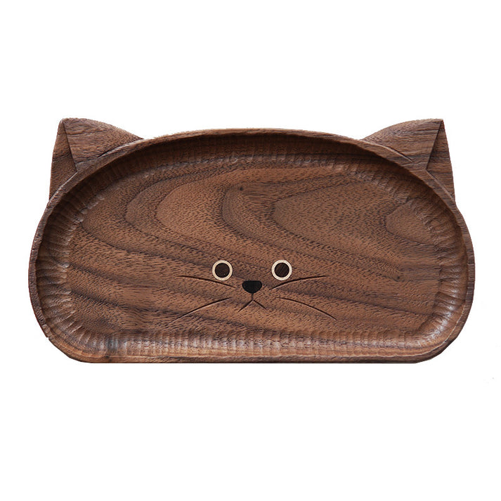 Wooden Big-Faced Cat Storage Tray, Jewelry, Glasses Organization ...