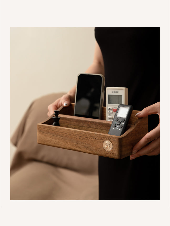 Wooden Desktop Organizer: Stylish Storage Solution for Remotes, Phones ...
