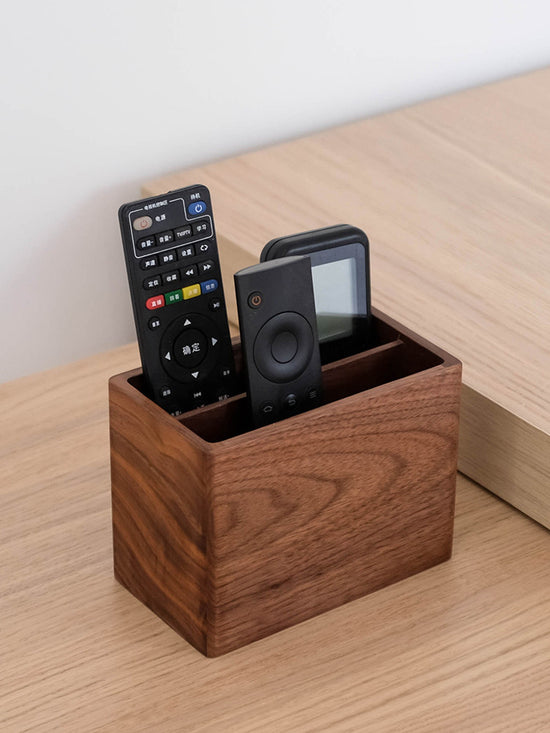 Wooden Dual-Compartment Organizer: Tidy Up Your Remote Controls And Ph ...
