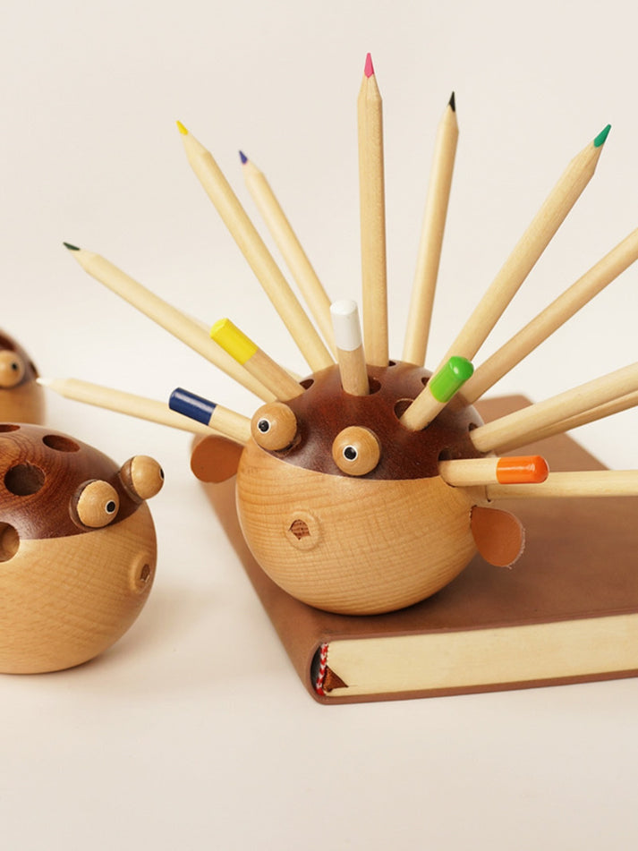 Wooden Fathead Fish Multi-Slot Pen Holder: Unique and Practical Desk O ...