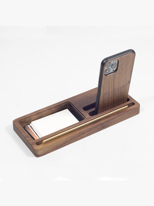 Wooden Office Stationery Storage Box, Phone Holder, Business Card Hold ...