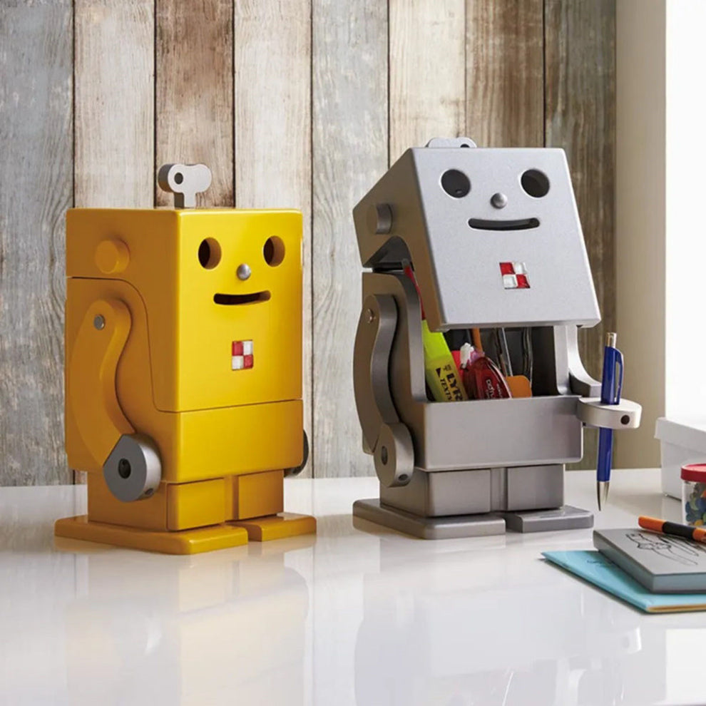 Wooden Robot Desk Organizer: Vibrant and Practical Stationery Storage ...
