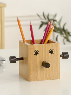 Wooden Robot Pen Holder and Glasses Stand: Fun and Functional Desk Org ...