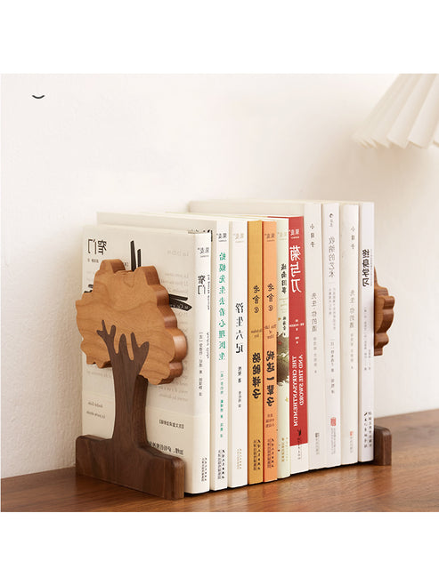 Wooden Tree-Shaped Bookends, For Organizing Books On The Office Desk ...