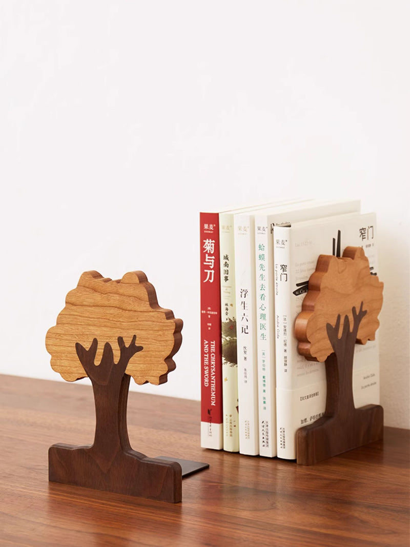Wooden Tree-Shaped Bookends, For Organizing Books On The Office Desk ...