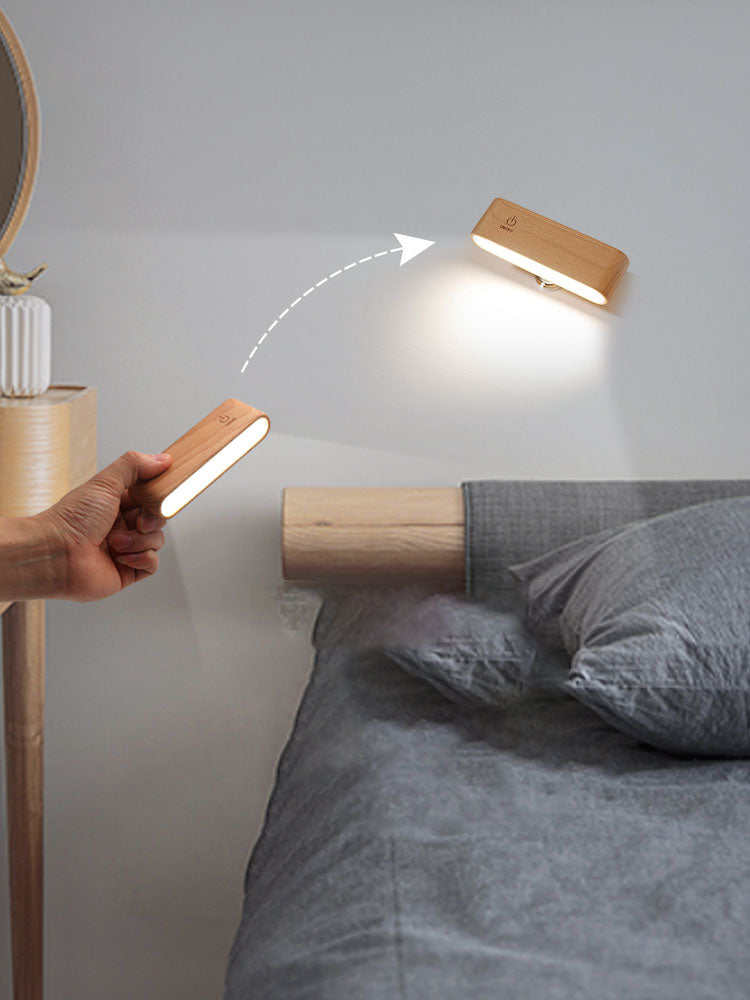 Wooden Wall Mounted Led Rechargeable Lights, Bedside Lamp – More Angle